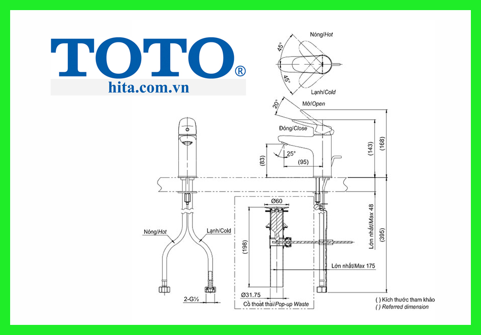 Vòi chậu lavabo nóng lạnh LF TOTO TLS04301V