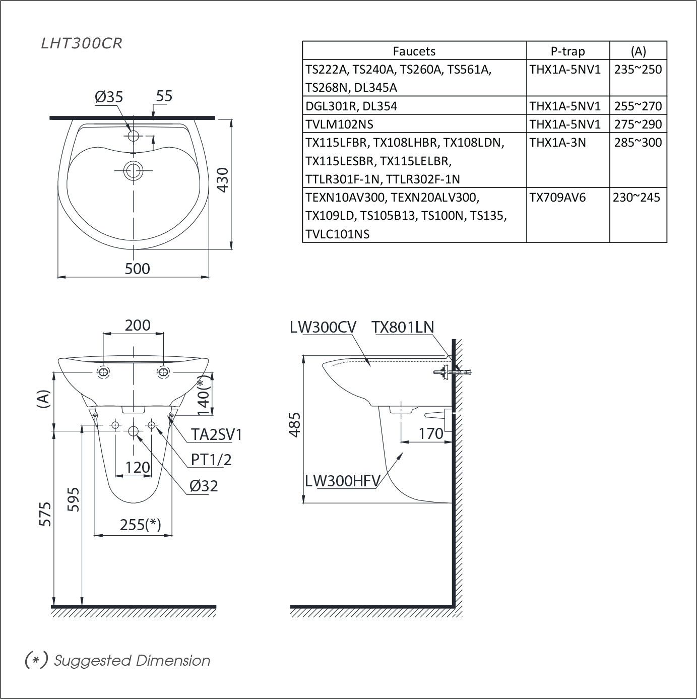 Chậu rửa lavabo chân lửng Toto LHT300CR