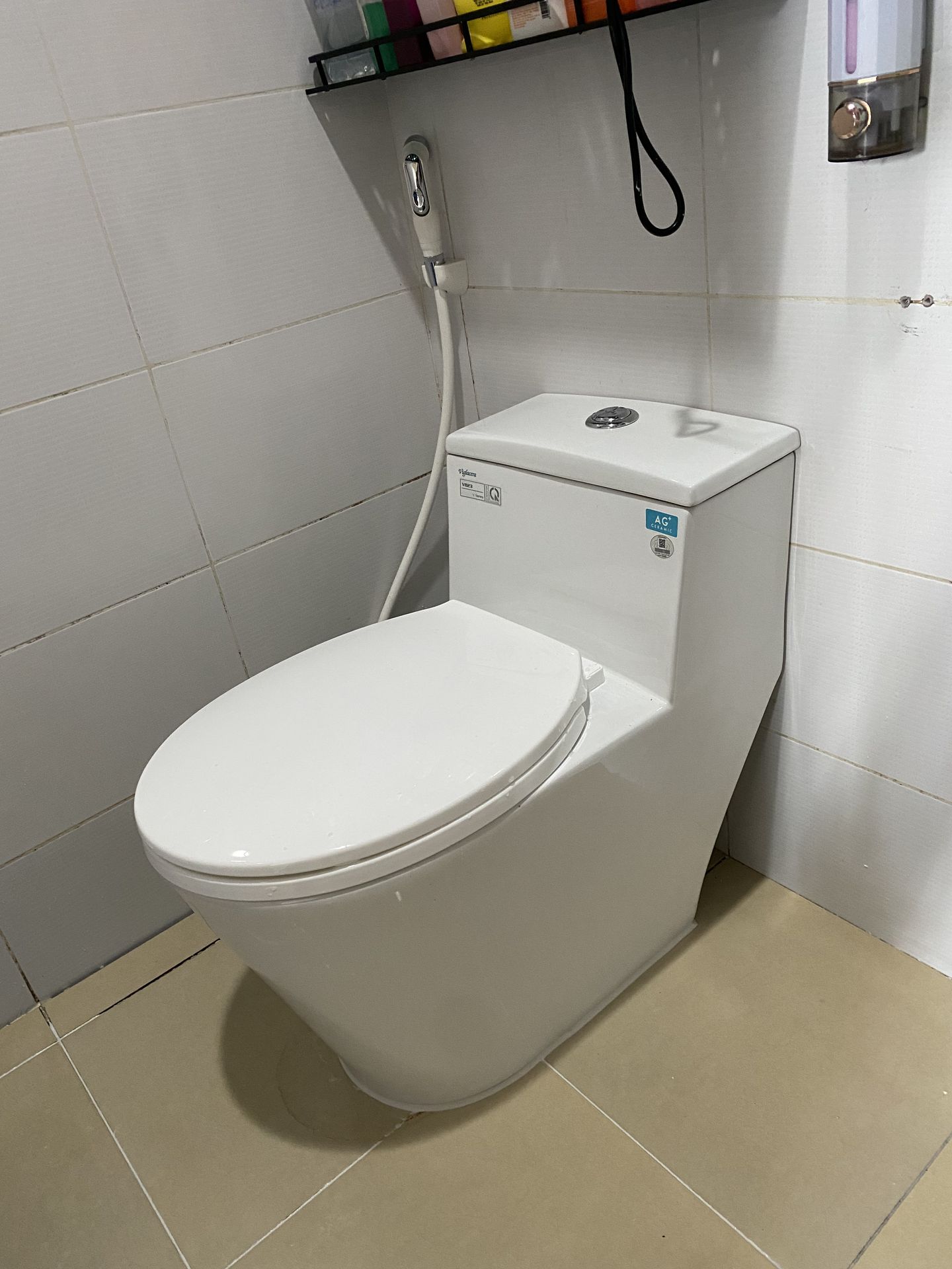 Bồn cầu 1 khối nắp êm Viglacera V823 (+ vòi xịt VG826)