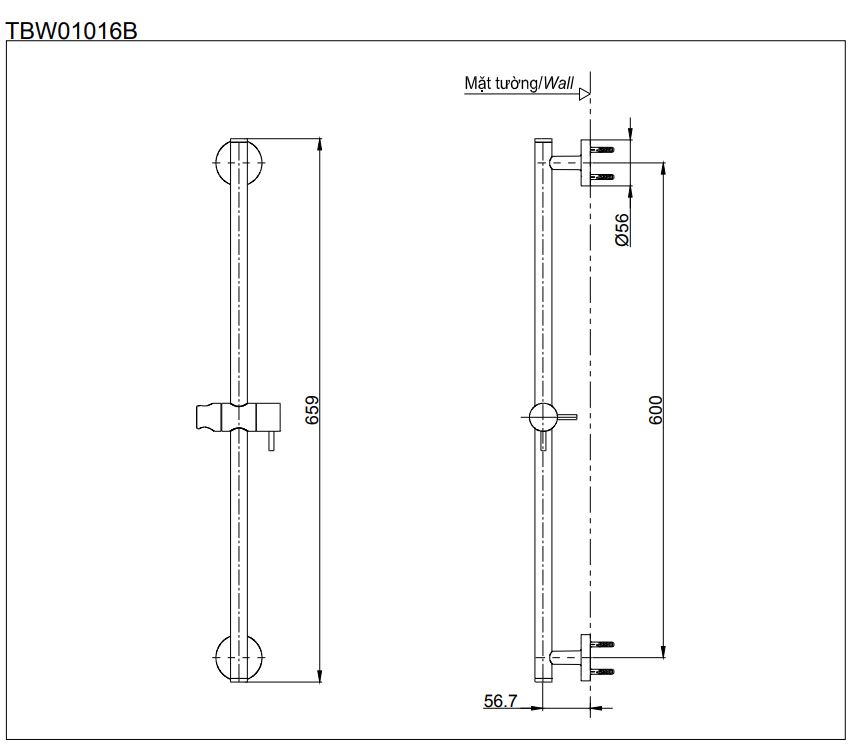 Bộ sen âm tường 3 đường nước GLOBAL FITTINGS TOTO TBW01005B