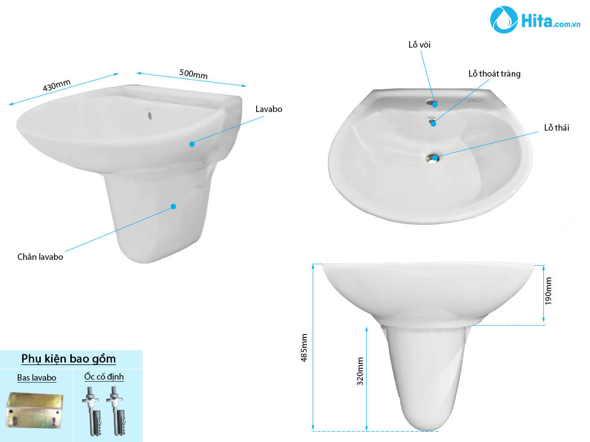 Chậu rửa Lavabo TOTO treo tường chân lửng LHT300CR ƯU ĐÃI 11/2023