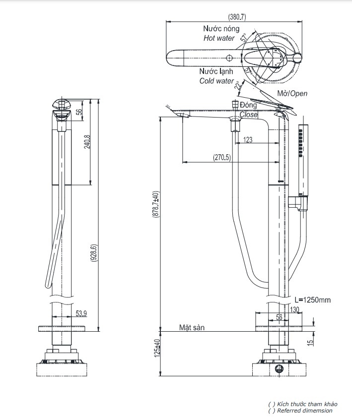 Vòi sen tắm xả bồn ZA TOTO TBP03301AA/TBN01105B Chính Hãng